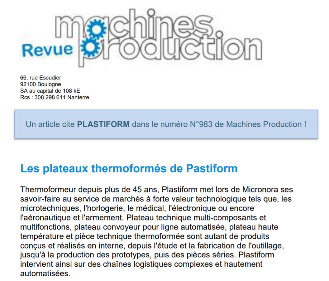 Plastiform | Thermoformage innovant pour l'industrie